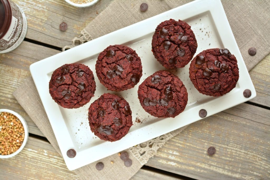 Beet-Carrot Chocolate Muffins, Oil-Free & Vegan