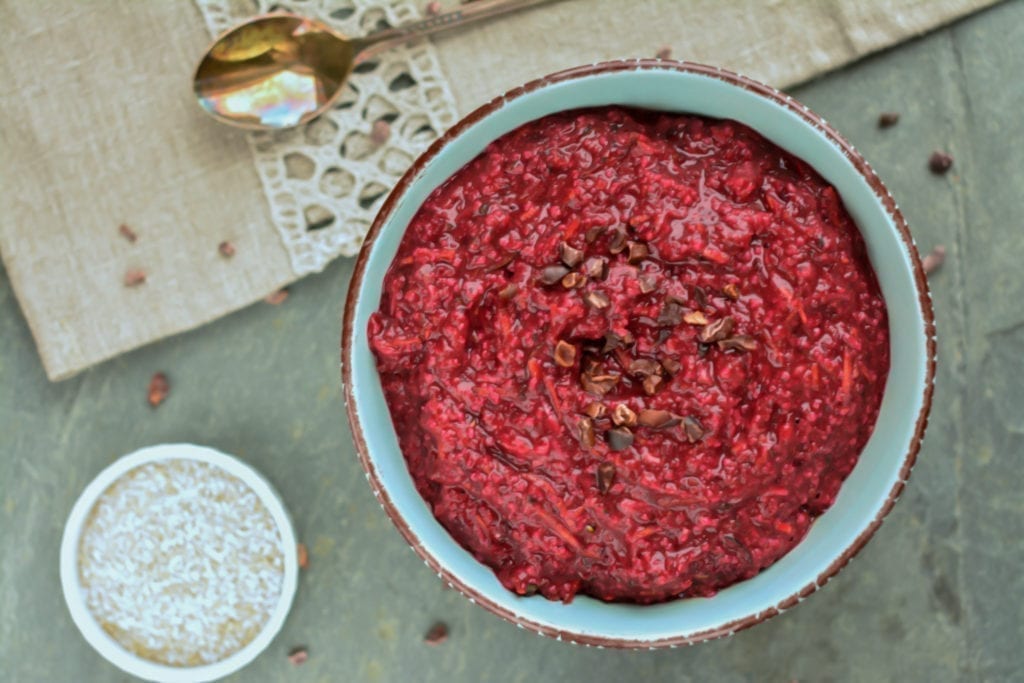 Chocolaty Beet Oat Bran Porridge