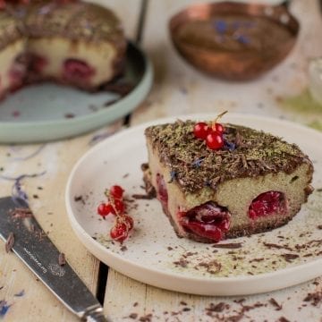 Matcha Cake with Tofu and Cherries [Vegan and Gluten-Free] | Nutriplanet